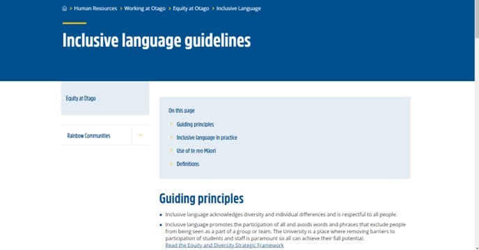 University of Otago Inclusive Language Guidelines • Women in Sport ...